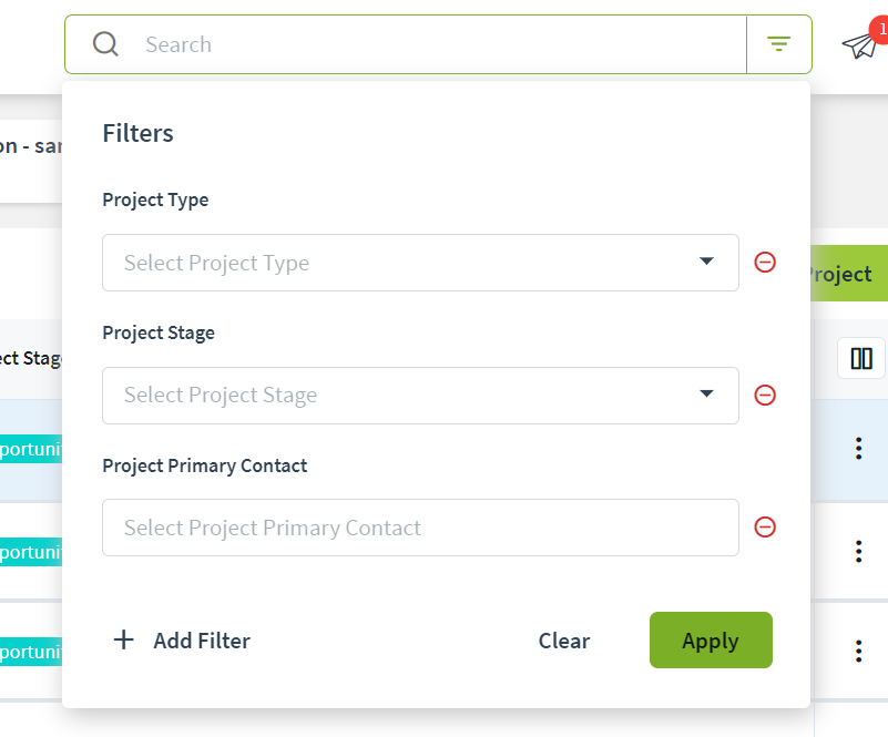 Filtering Projects – Home