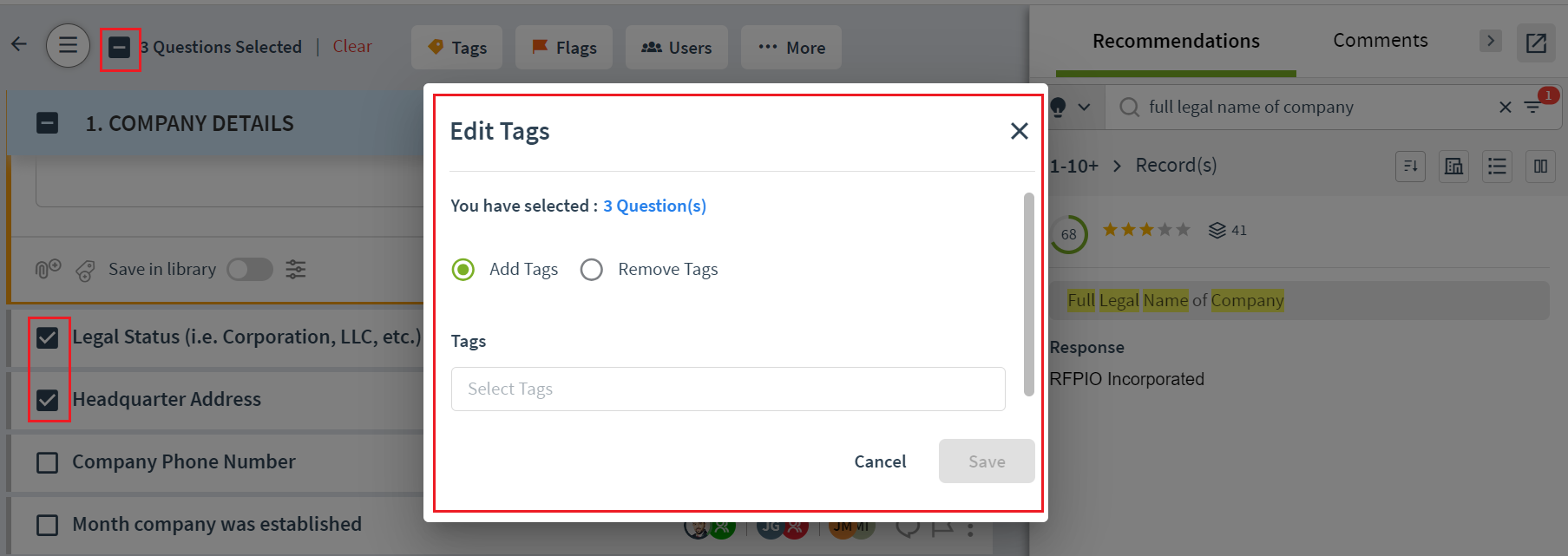 Adding or removing tags for questions and sections in bulk – Home Adding or removing tags for questions and sections in bulk – Home