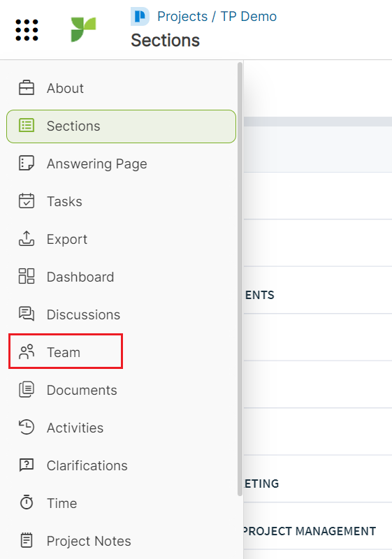 Adding and Removing Users from a Project Team – Home