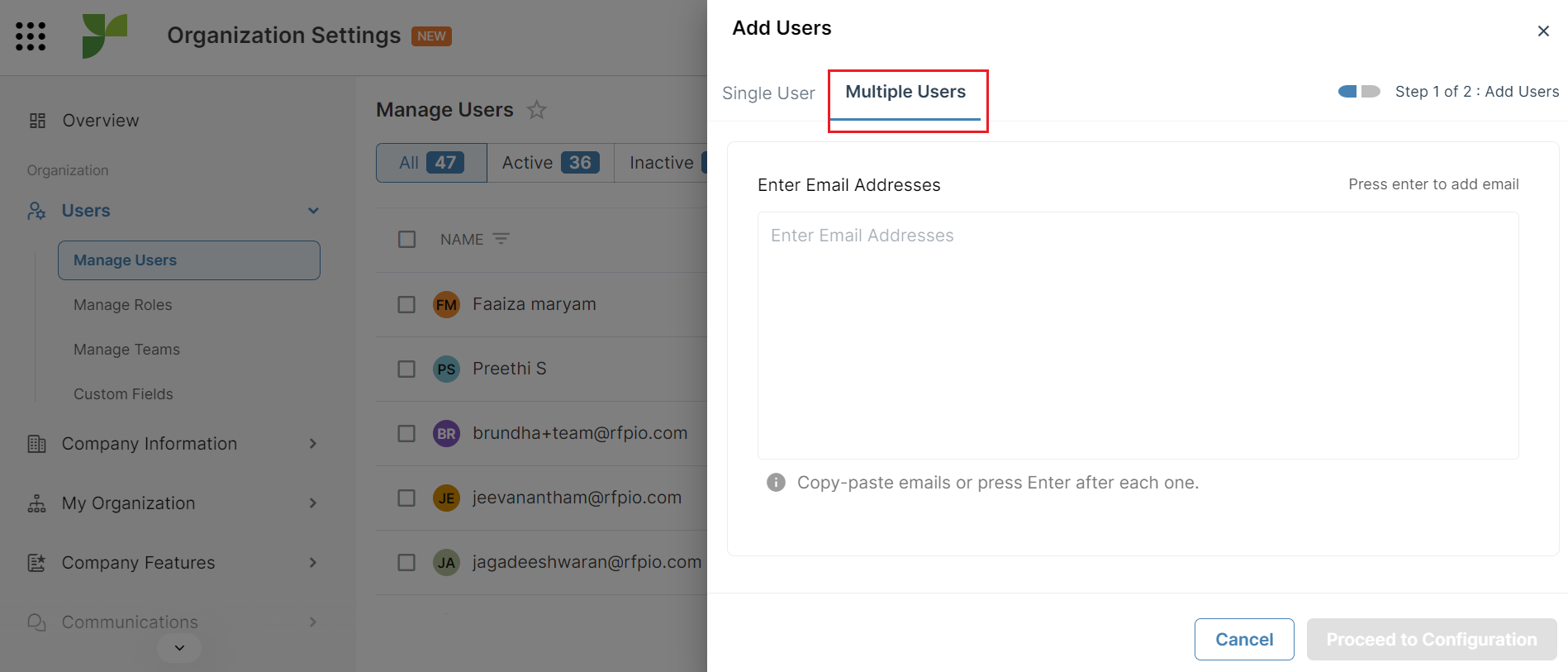 Adding new users to your organization – Home