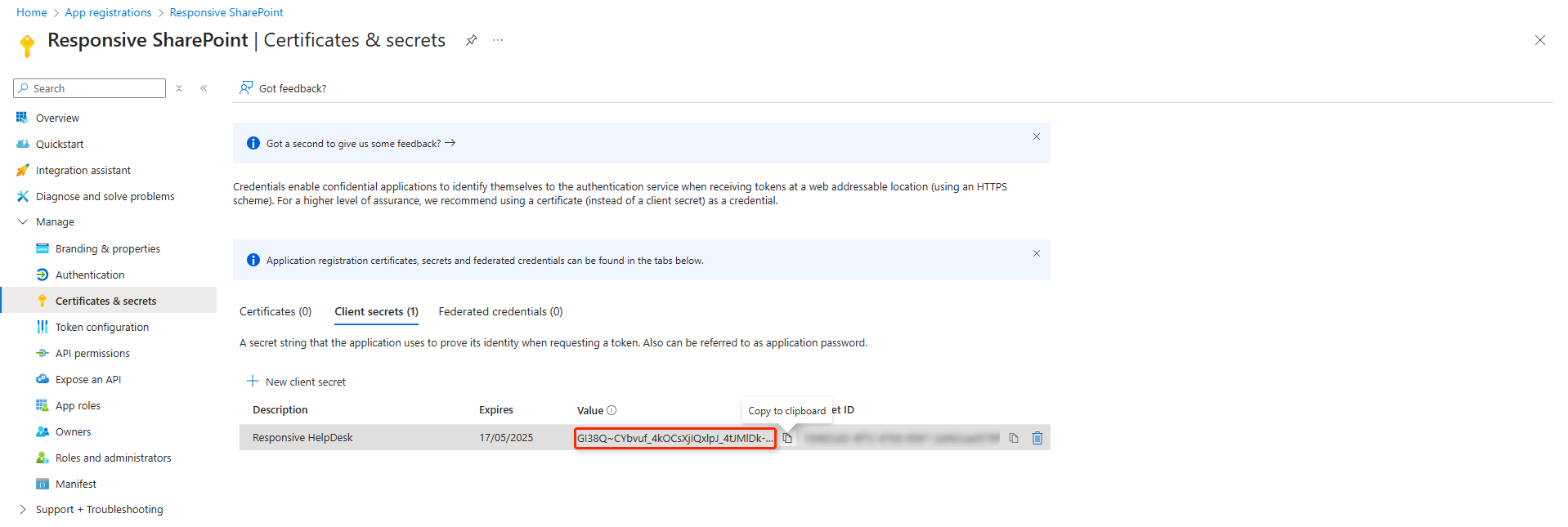 Connecting to SharePoint in Responsive with a Client ID and Secret Key – Home