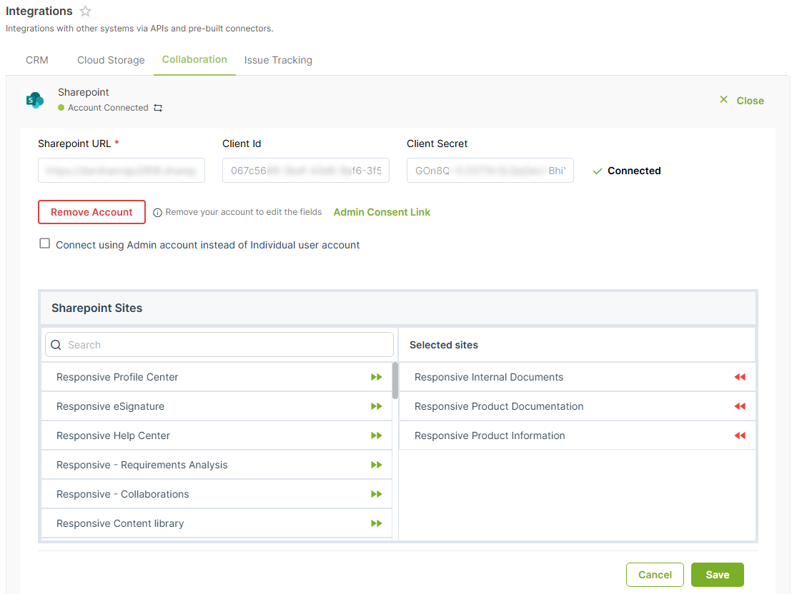 Connecting to SharePoint in Responsive with a Client ID and Secret Key ...